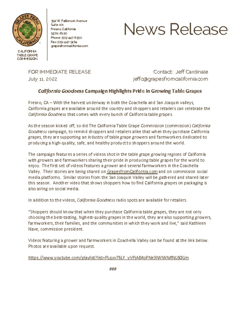 Media | Grapes from California